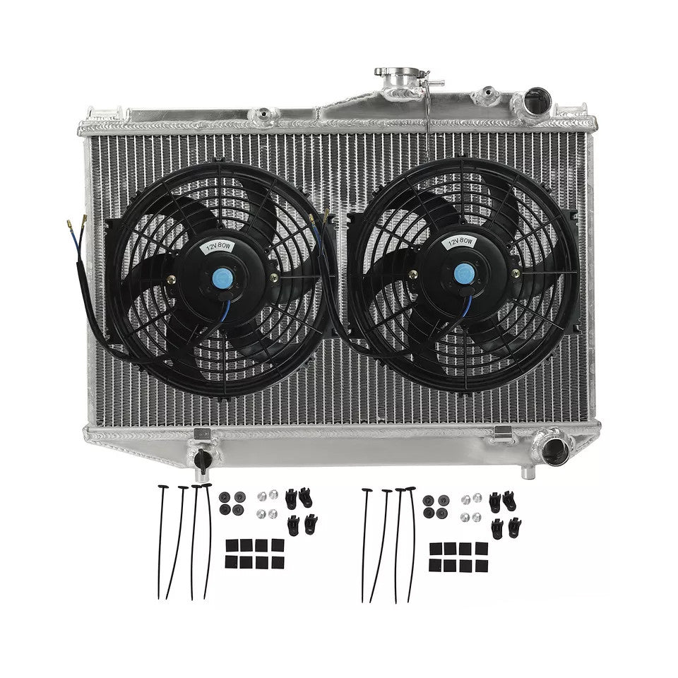 For 1984-87 Toyota Corolla AE86 4AGE 1.6L Aluminum 2 Row Radiator+2*10 ...